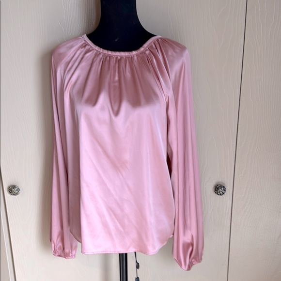 Tops | Elegant Pink Satin Blouse | Poshmark